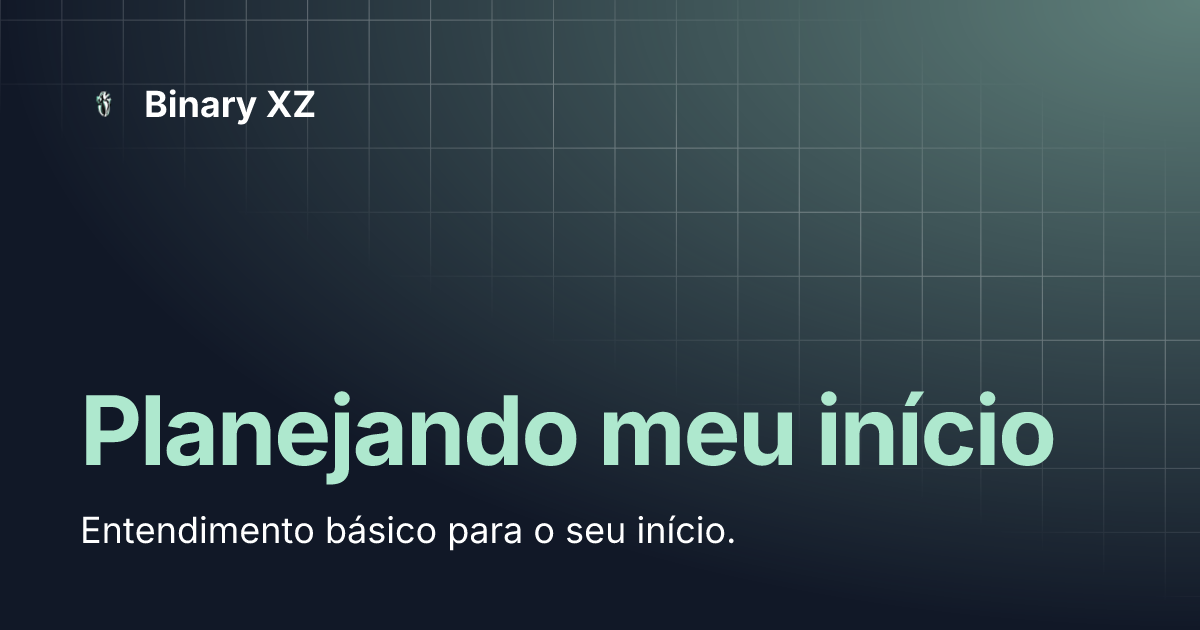 Planejando meu início | Binary XZ